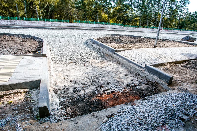 Road Construction Site, Stones and Gravel Stock Image - Image of ...