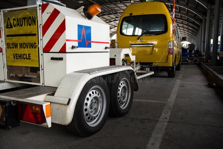 A Road Construction Site Vehicle Bumps Falling Tester Stock Image ...
