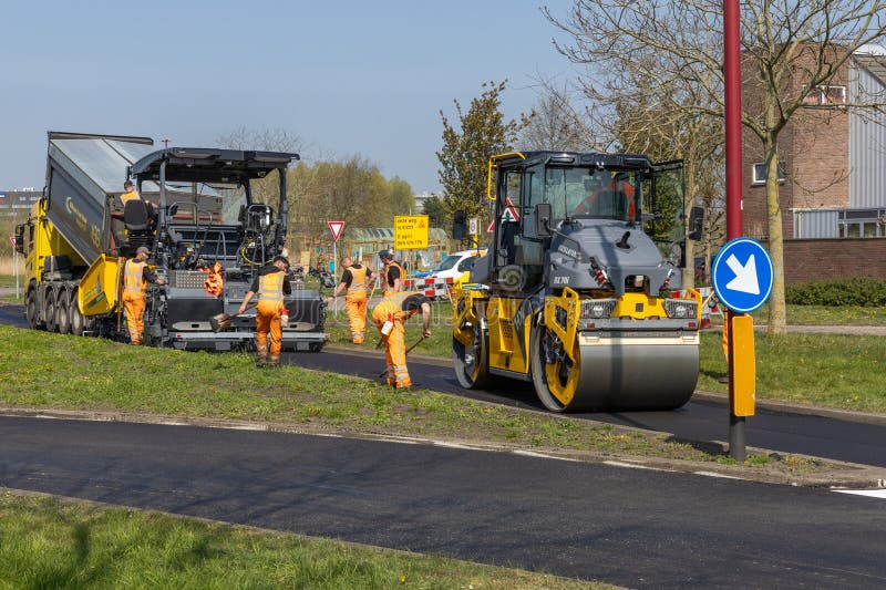 Road Construction in Utrecht Stock Image - Image of hamm, workers ...