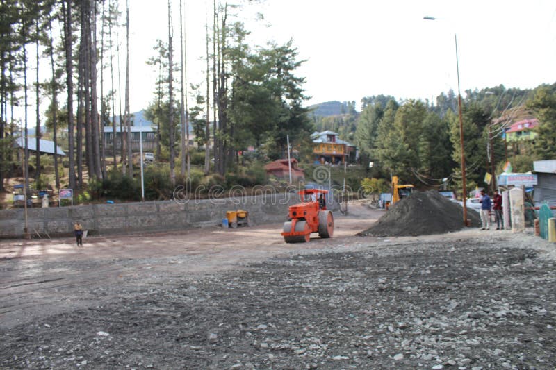 Road Construction Work in Sanasar, India, Jammu Kashmir, after the ... Road Construction Work in Sanasar, India, Jammu Kashmir, after the ...