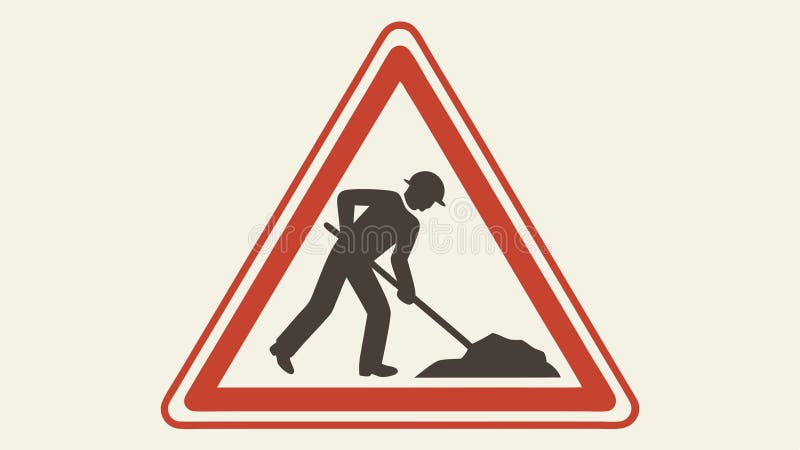 Road Construction Worker Sign, Men at Work Ahead, Vector Design ...