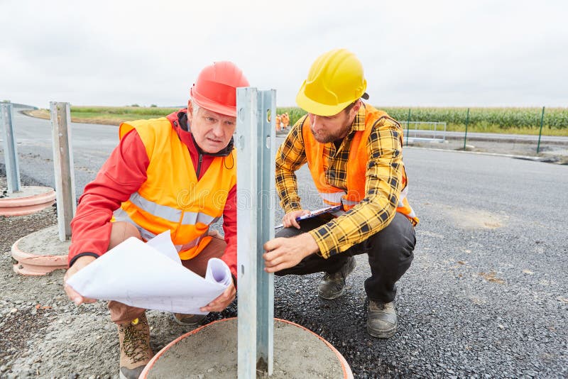 Road Construction Workers Control Construction Stock Photo - Image of ...