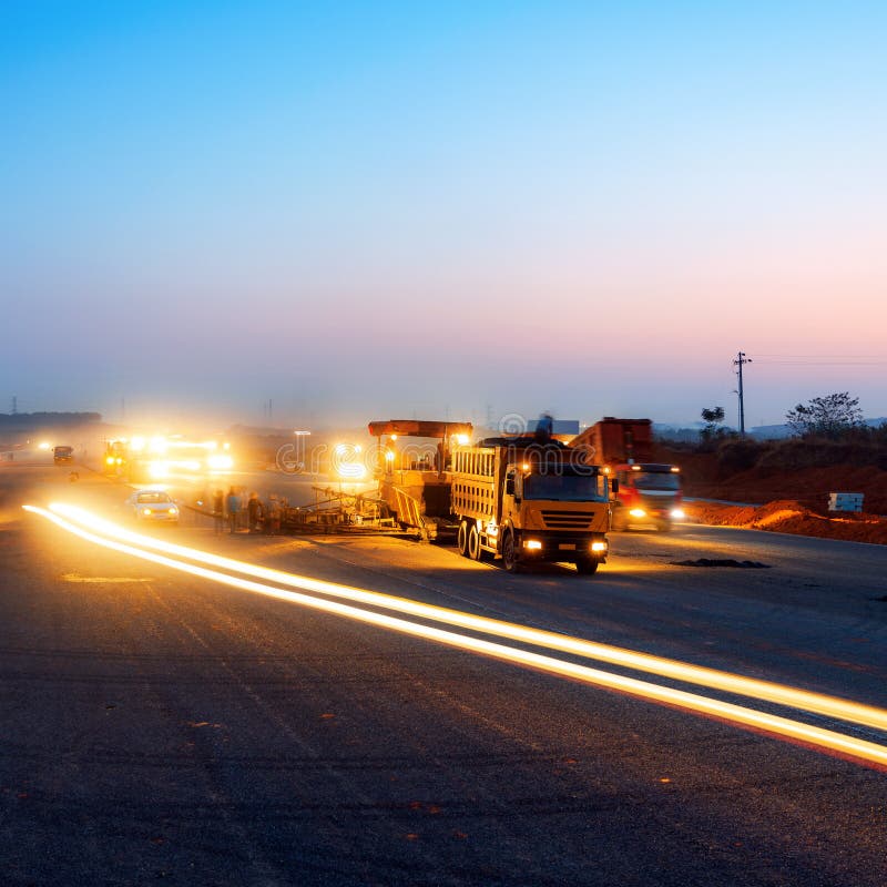 Road Construction stock photo. Image of night, team, labor - 36329826