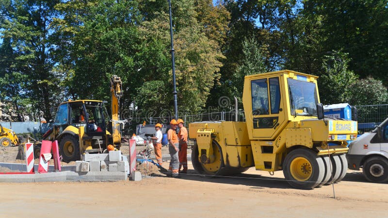 Road construction works editorial stock photo. Image of urban - 58528413