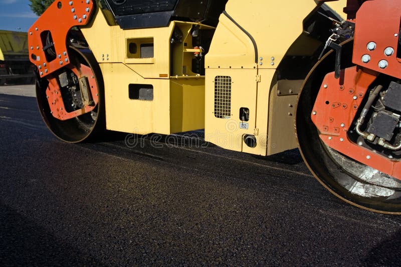 Road Contruction and Steamroller Stock Image - Image of city, conveyor ...