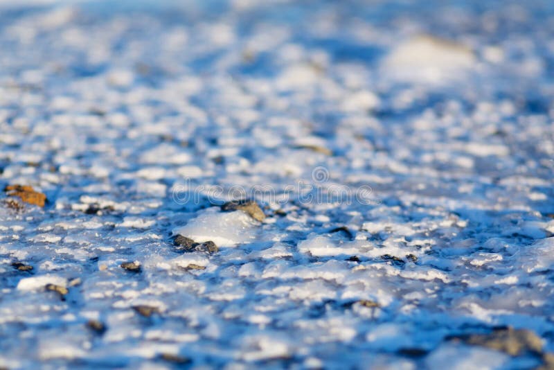 Road Covered with Ice in the Headlights Stock Image - Image of water ...