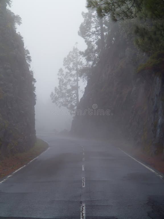 Road covered in mist stock image. Image of tenerife, teide - 25561431