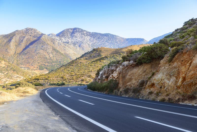 Cretan Road Along The Coast Of Crete Island With Beautiful Lagoon And ...
