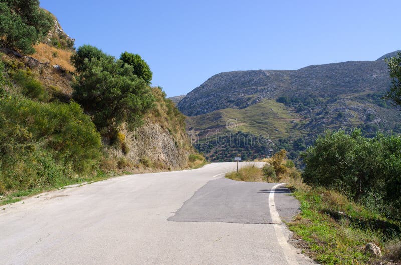 Road on the Crete Island, Greece Stock Image - Image of road, landscape ...
