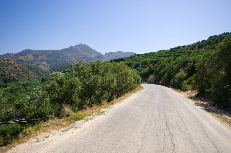 Road on the Crete Island, Greece Stock Photo - Image of outdoors ...