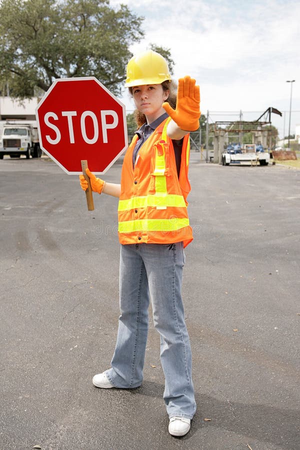 Road Crew Stop Sign stock photo. Image of caution, blue - 1527934