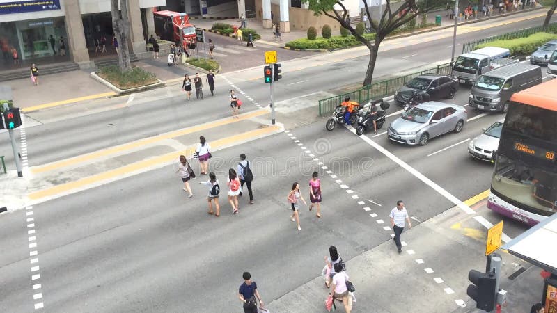 Road Crossing Illuminated at Night. Shot from a Drone Stock Video ...