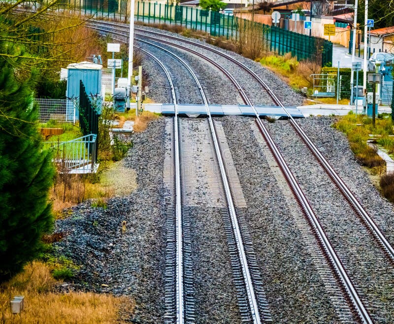 Road Crossing through the Railway Stock Photo - Image of rail, railway ...