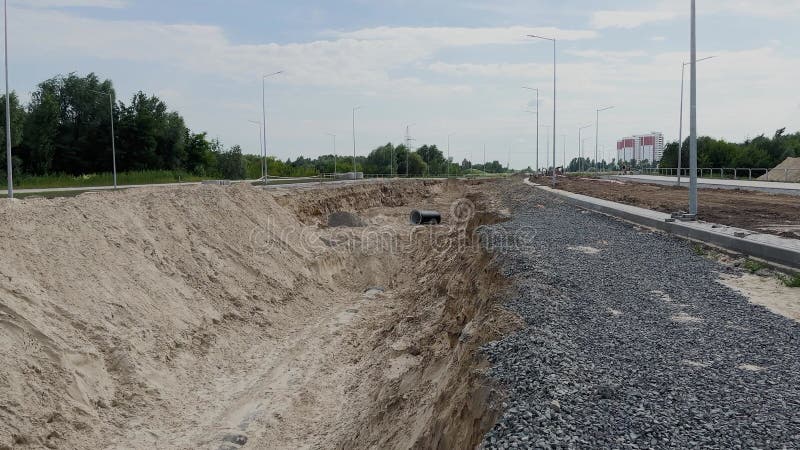 Road with Crushed Stone on the Road Under Construction Stock Video ...