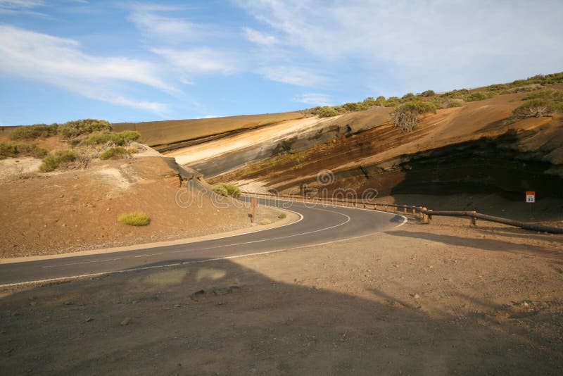 Road curve in desert stock photo. Image of haze, tenerife - 2970688