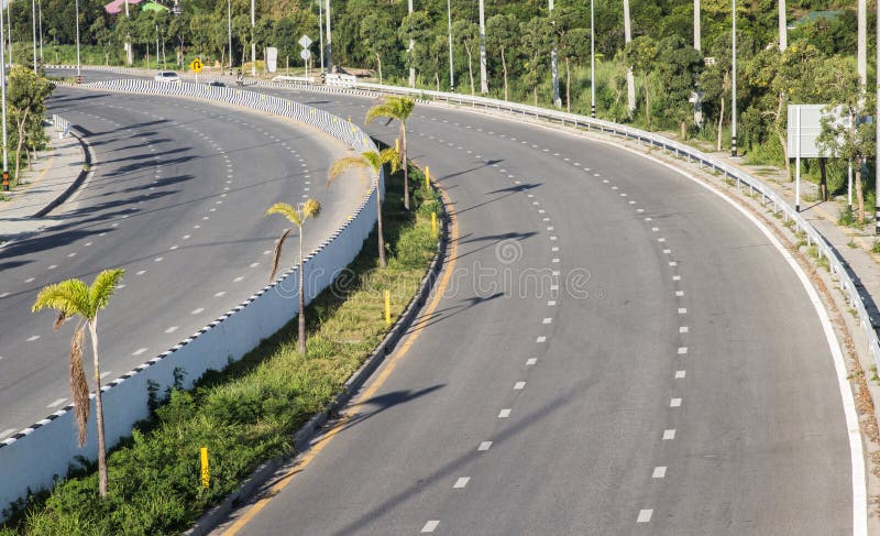 Road Curves Empty Road with Tree Stock Image - Image of perspective ...