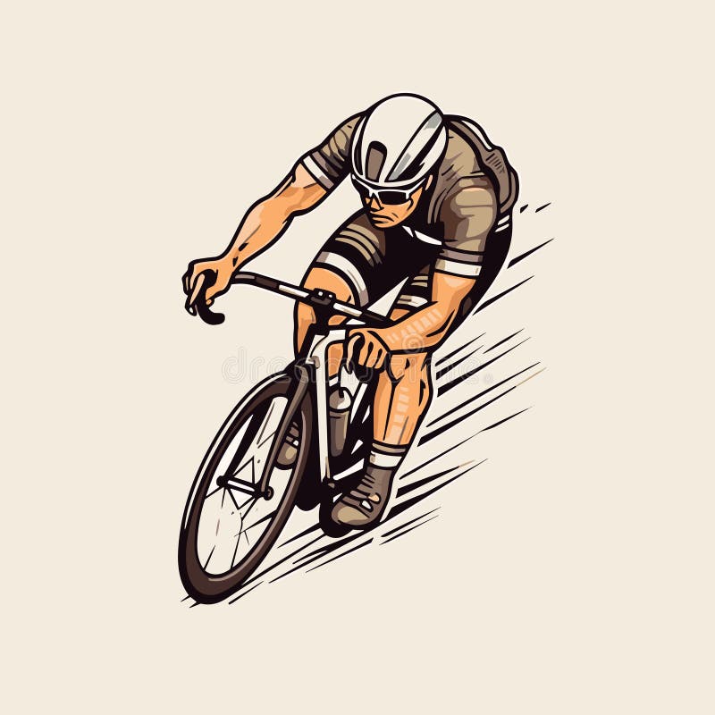 Road Cyclist Hand-drawn Illustration. Cyclist. Vector Doodle Style ...