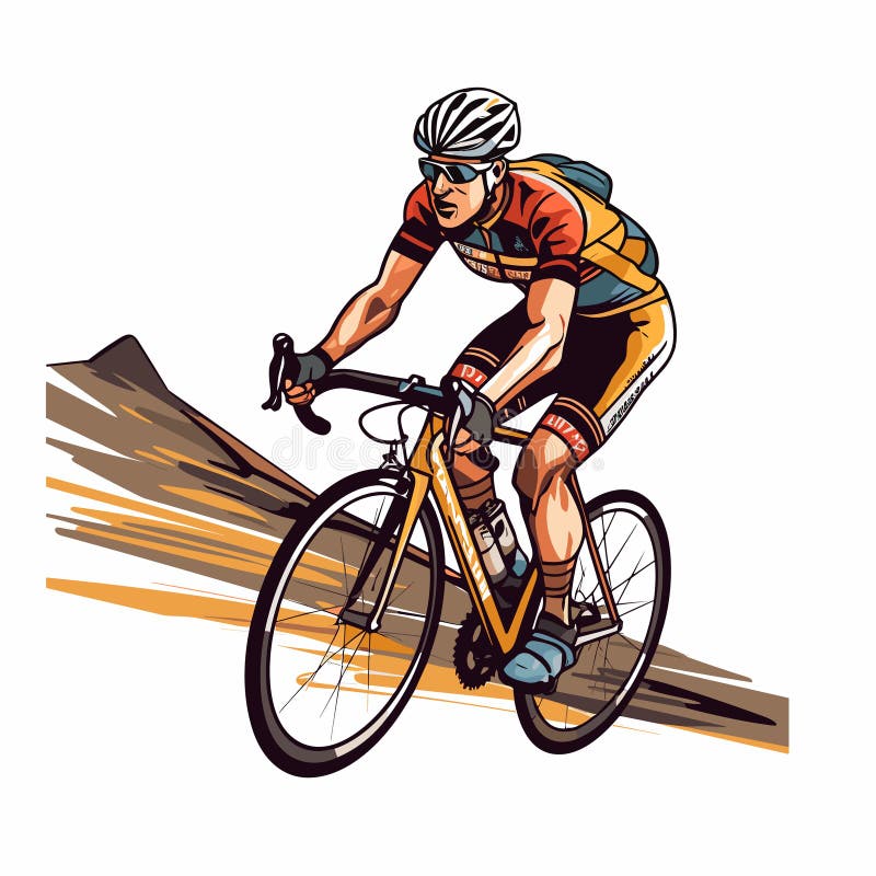 Road Cyclist Hand-drawn Illustration. Cyclist. Vector Doodle Style ...