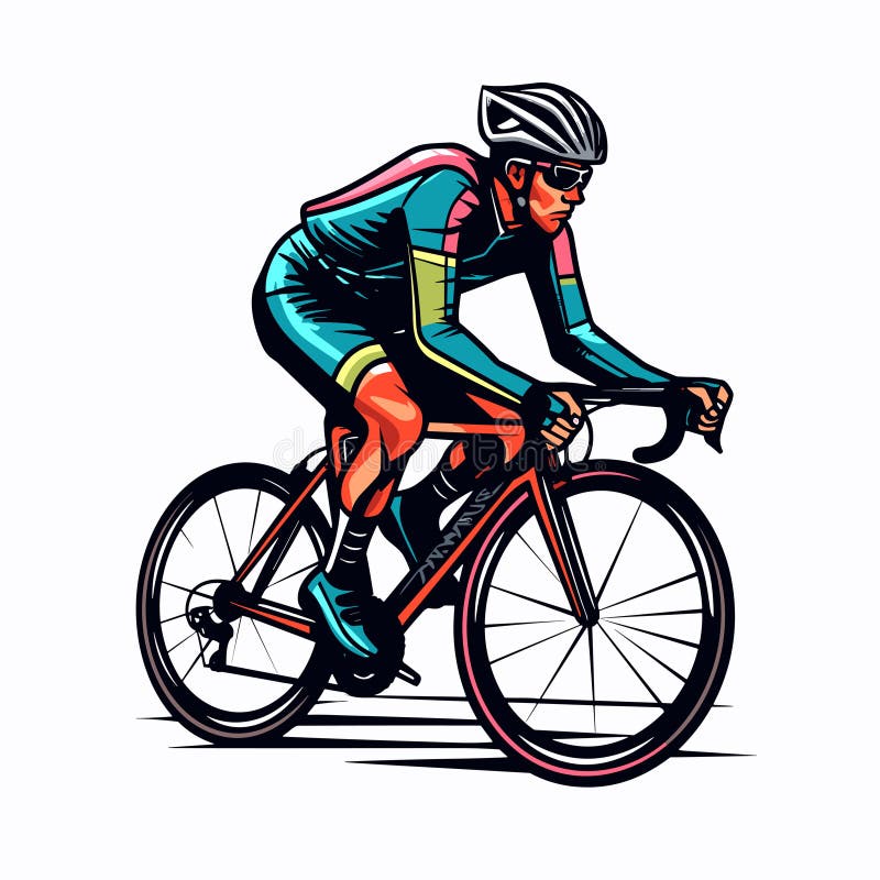 Road Cyclist Hand-drawn Illustration. Cyclist. Vector Doodle Style ...