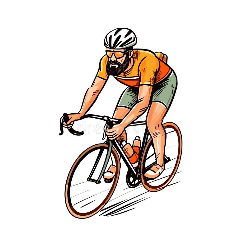 Road Cyclist Hand-drawn Illustration. Cyclist. Vector Doodle Style ...