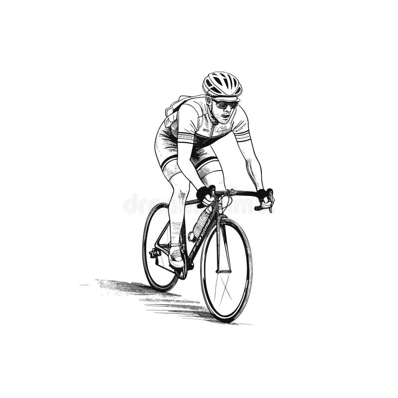 Road Cyclist Hand-drawn Illustration. Cyclist. Vector Doodle Style ...