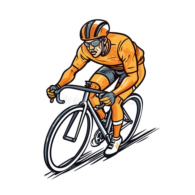 Road Cyclist Hand-drawn Illustration. Cyclist. Vector Doodle Style ...