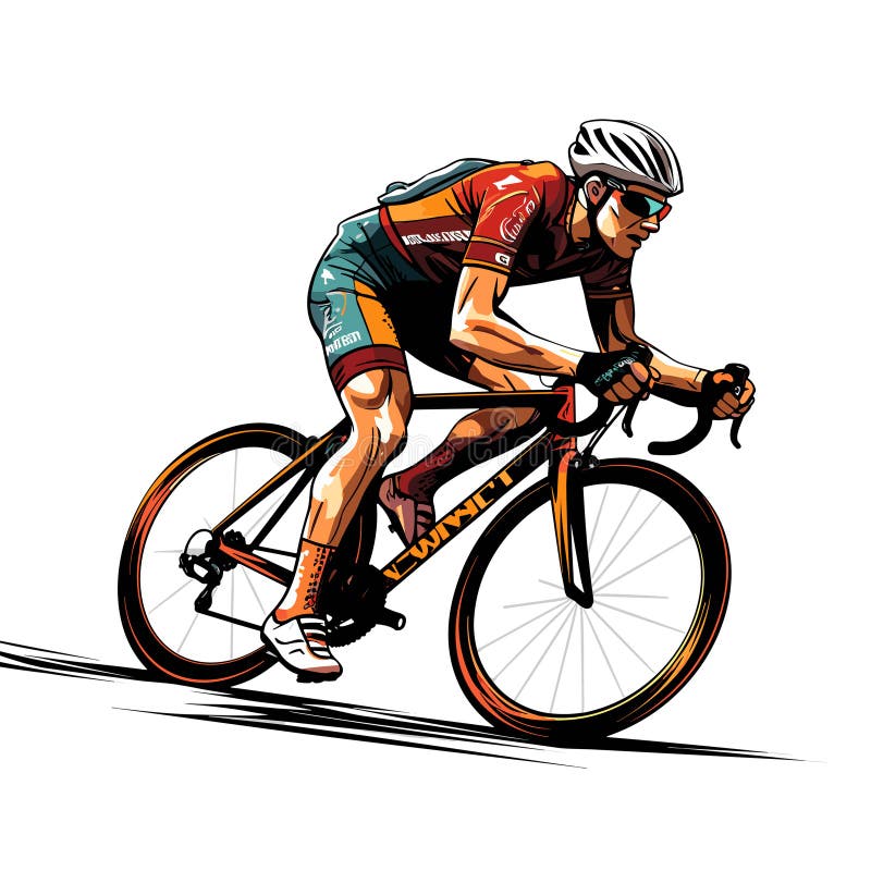 Road Cyclist Hand-drawn Illustration. Cyclist. Vector Doodle Style ...
