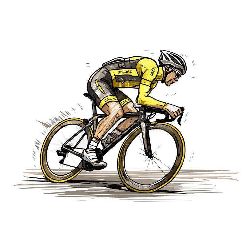 Road Cyclist Hand-drawn Illustration. Cyclist. Vector Doodle Style ...