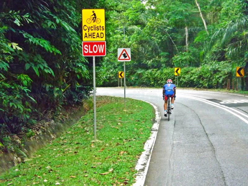 Cyclists ahead sign stock image. Image of signboard - 75370995