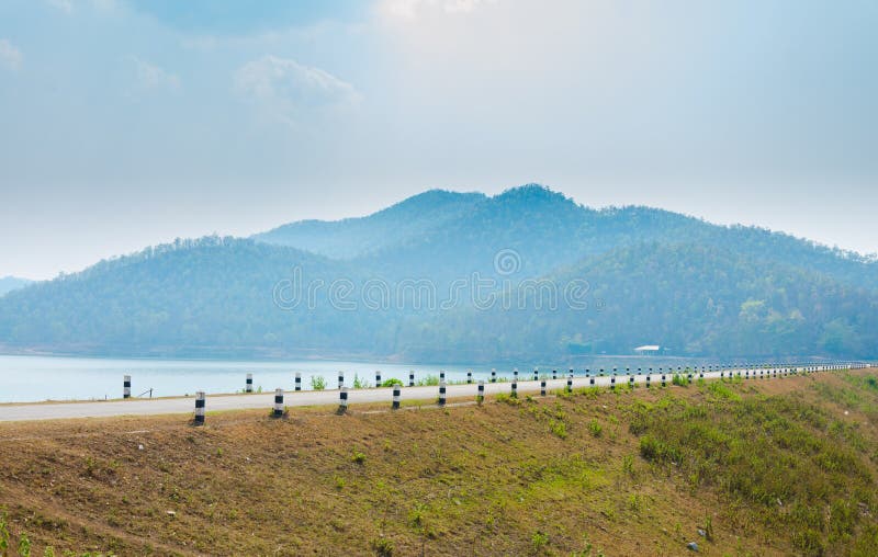 Road on the Dam and Beautiful Sky Stock Photo - Image of cloud, relax ...