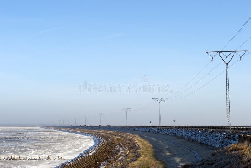 Road on dam to island stock image. Image of coast, tidal - 18149635