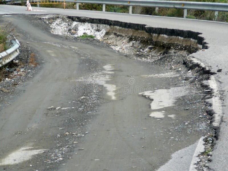 Road Damage after Heavy Rainfall Stock Photo - Image of sunk, tarmac ...