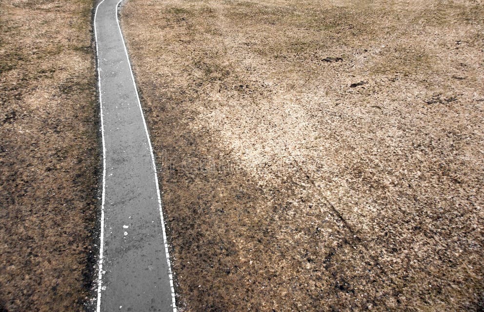 Road in Depressing Landscape Stock Photo - Image of empty, bicycle ...