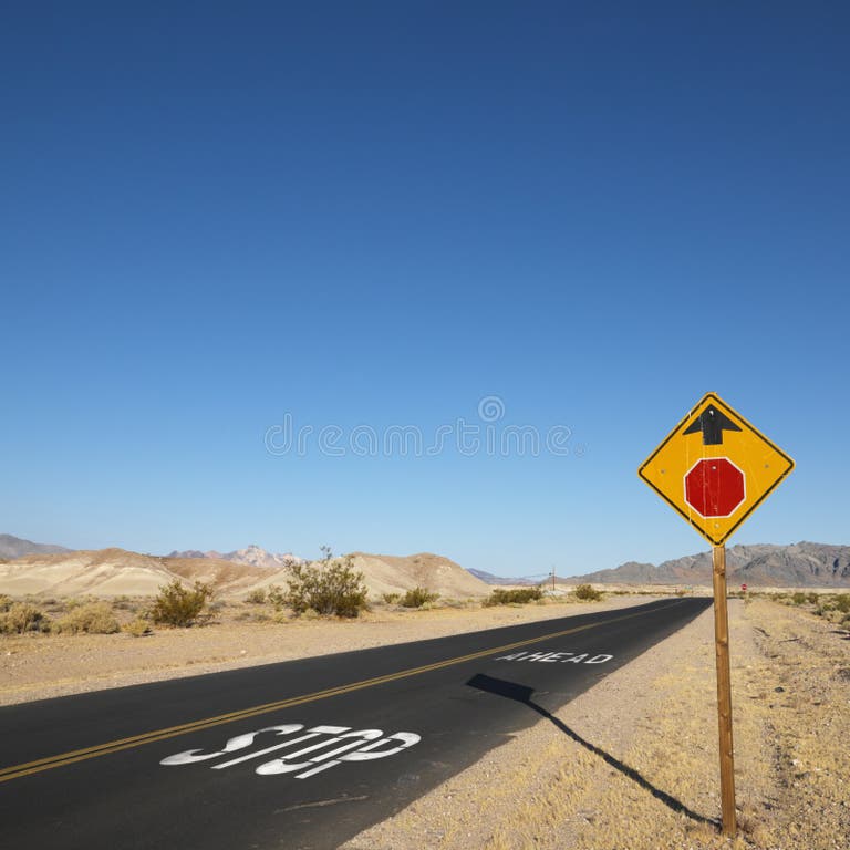 Road in desert. stock image. Image of outdoors, stop, barren - 2042221
