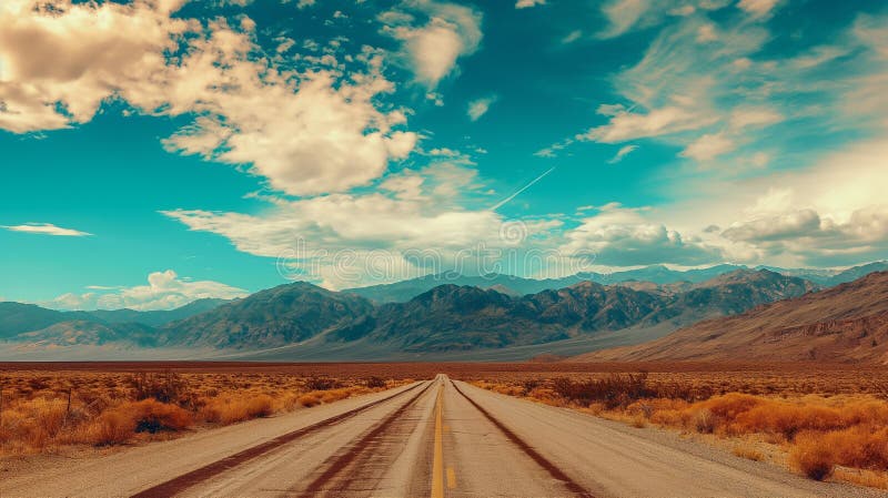 Road in the Desert. Conceptual for Freedom, Enjoying the Journey. Empty ...