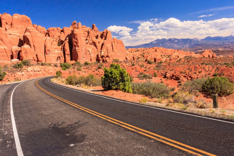 A Road in the Desert with a Tree on the Side Stock Image - Image of ...