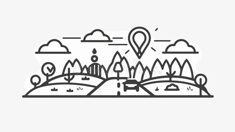 Road Destination Map Point Outline Icon for Navigation Purposes Stock ...
