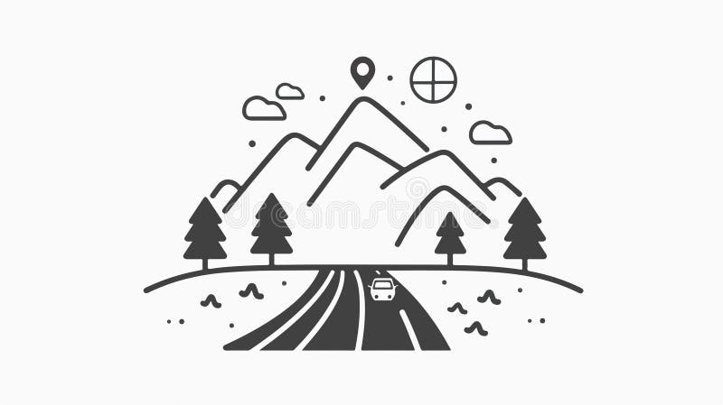 Road Destination Map Point Outline Icon for Navigation Purposes Stock ...