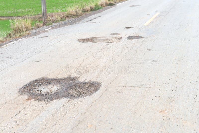 Road Destroyed after Winter. Stock Photo - Image of defect ...