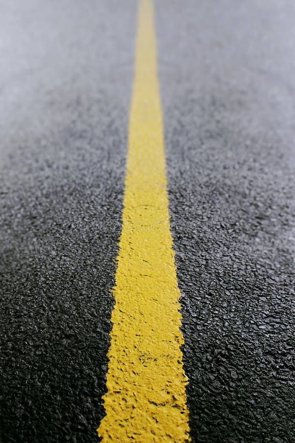 Road Detail of Single Yellow Line Stock Image - Image of line, detail ...