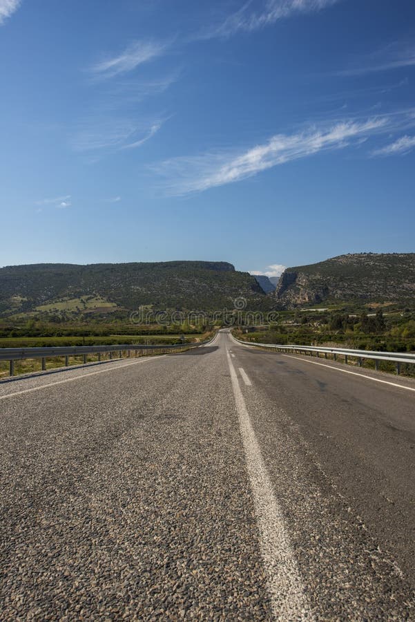 Road in the Direction of a Pass between Mountains Stock Image - Image ...