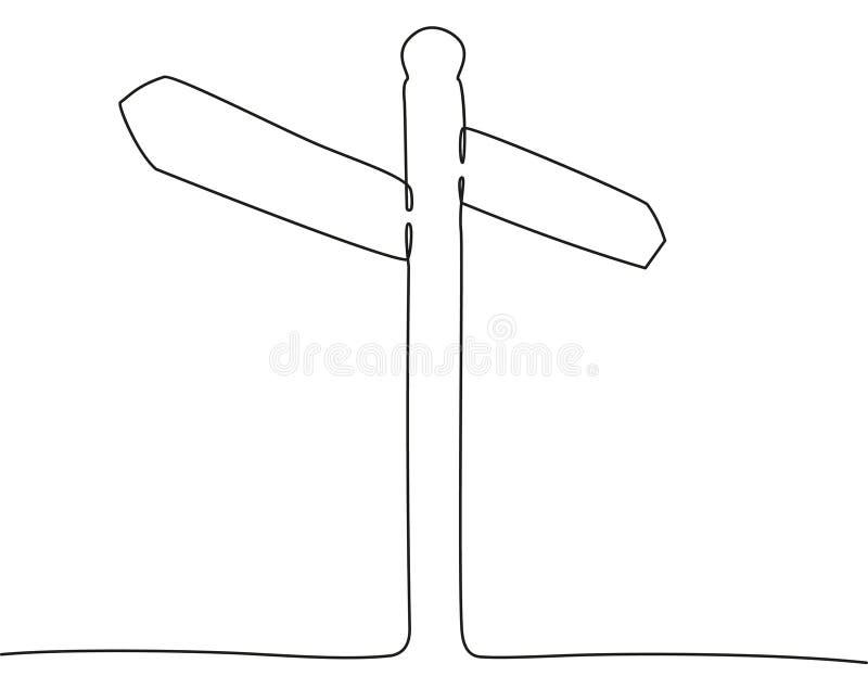 Road Direction Sign Arrows. Continuous One Line Drawing Stock Vector ...