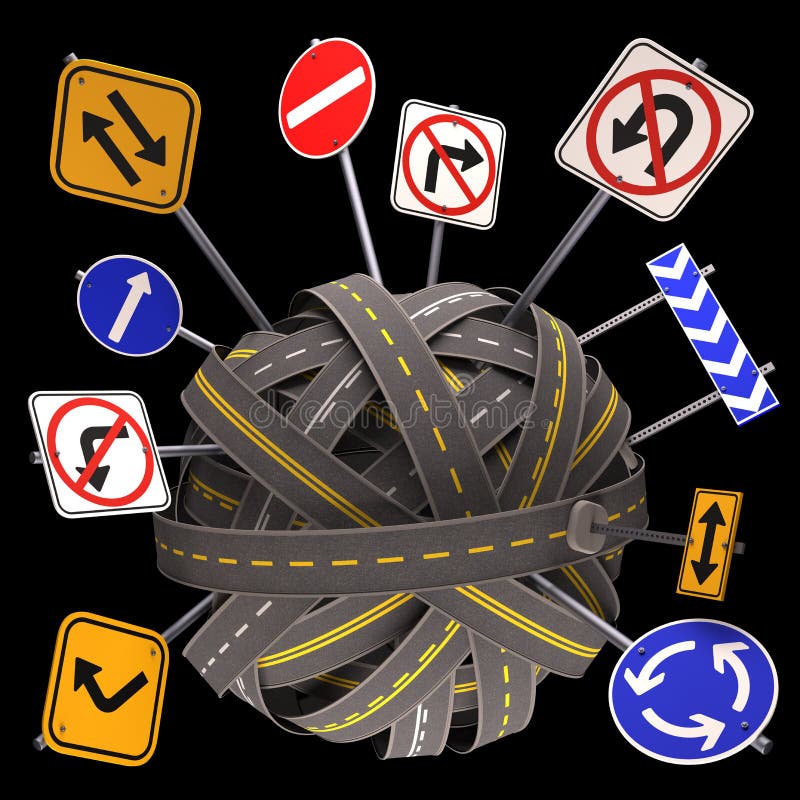 Road Direction Sign stock illustration. Illustration of maze - 31747853