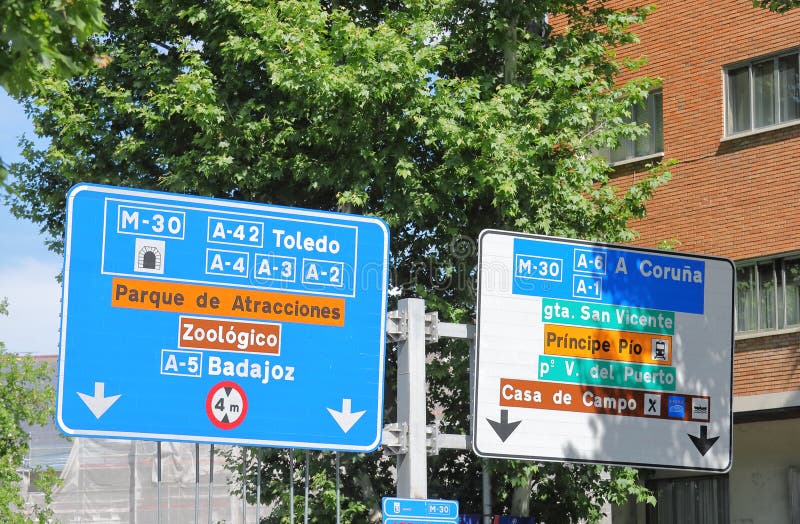 Road Direction Sign Madrid Spain Editorial Stock Image - Image of ...