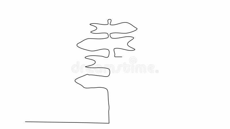 Road Direction Signs in a Continuous Line. Line Art.Continuous Line ...