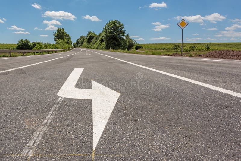 Road with Directional Arrow Stock Image - Image of asphalt, national ...