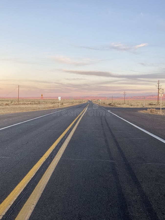 Road into the Distant Sunset Stock Image - Image of disappearing, road ...