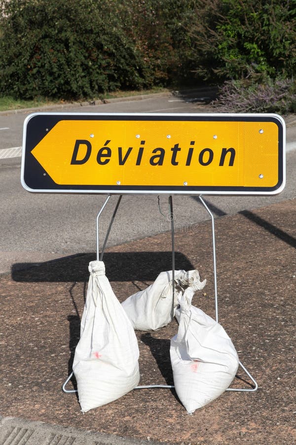 Road Diversion Sign in French Language Stock Image - Image of service ...