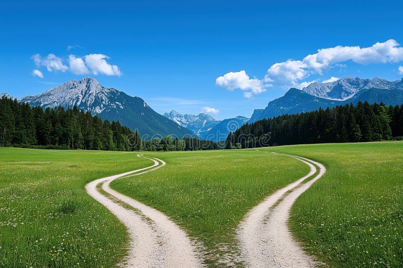 The Road is Divided into Two Trails Ai Photo Stock Illustration ...