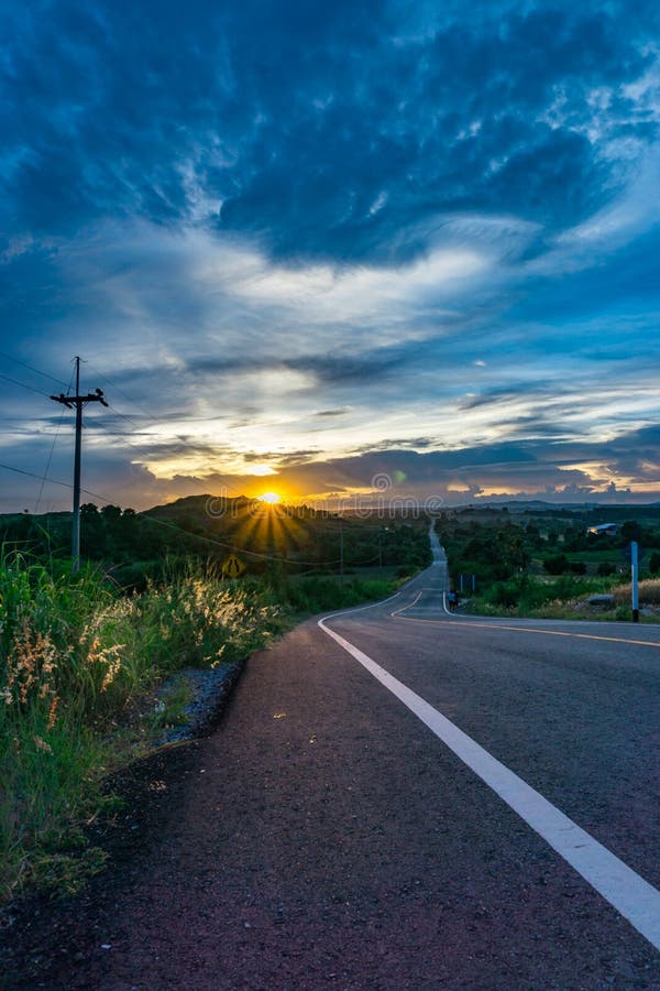 The road down hill stock photo. Image of beautiful, hill - 98150892